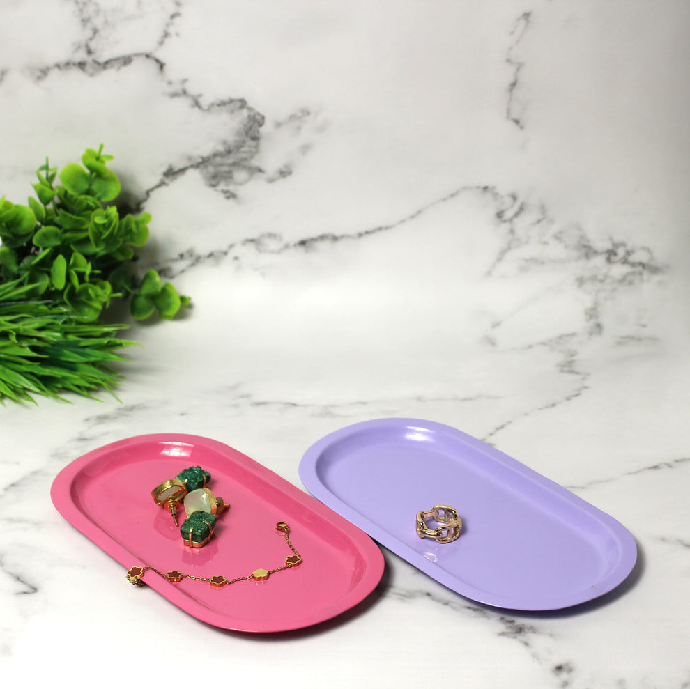 Pastel Duo Accessory Trays – Pink & Purple Tray Set – del hogar